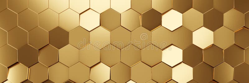 Futuristic Gold Hexagonal Texture Background. 3d Rendering Stock ...