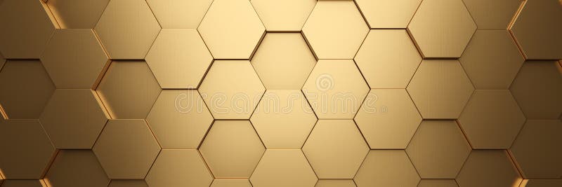 Futuristic Gold Hexagonal Texture Background. 3d Rendering Stock ...