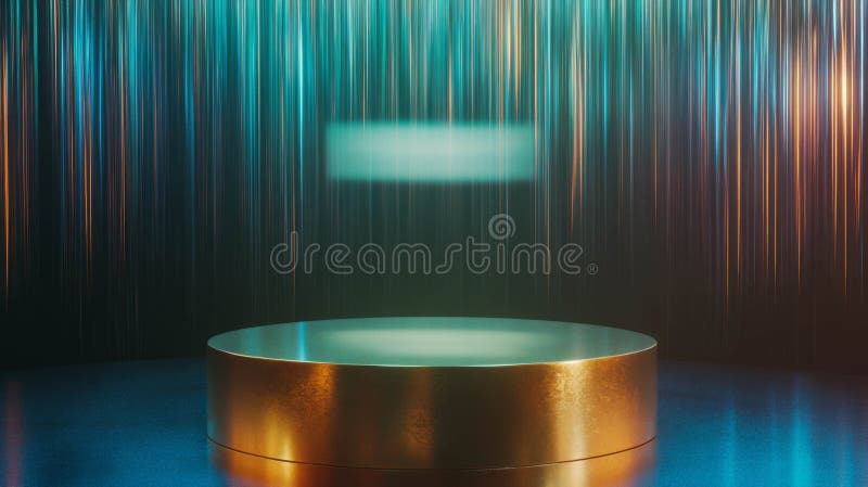 Futuristic Gold Podium with Holographic Elements for Sci-fi Design and ...