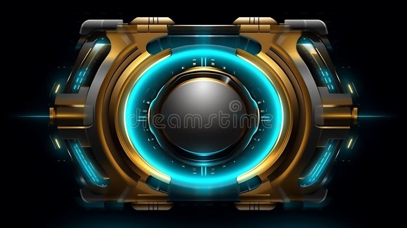 Futuristic Gold and Teal Tech Device Interface Stock Illustration ...