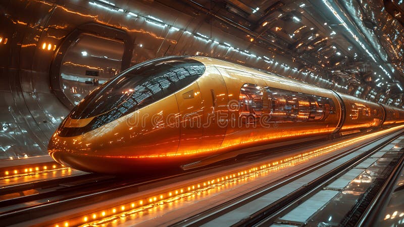 A Train Speeding through a Tunnel with Motion. Generative AI Stock ...