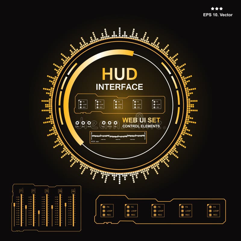 Futuristic Gold Virtual Graphic Touch User Interface, Music Interface ...