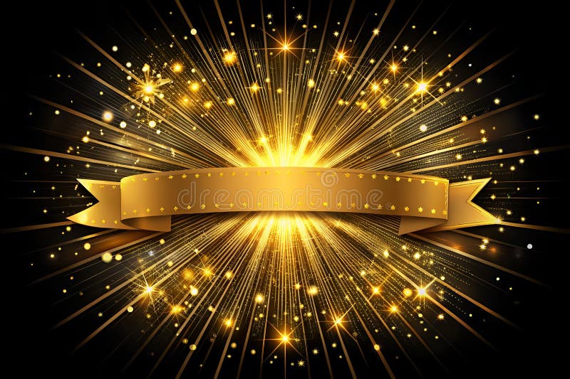 Futuristic Golden Radiance Banner Stunning Visual Effect with Sparkling ...