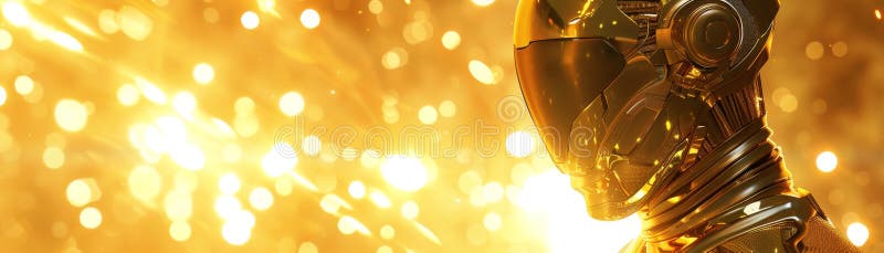 Futuristic Golden Robot Head Close Up - a Close-up of a Golden Robot ...