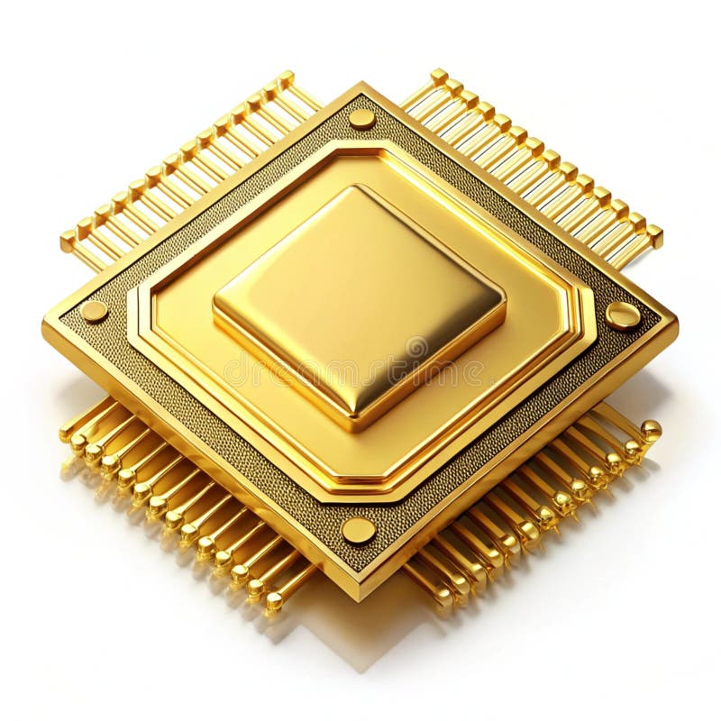 Golden sci-fi data chip stock illustration. Illustration of futuristic ...