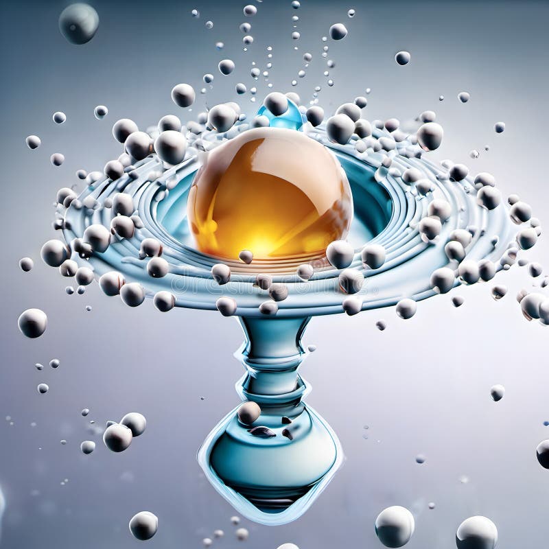 Futuristic Golden Sphere in Fluid Splash Stock Photo - Image of energy ...
