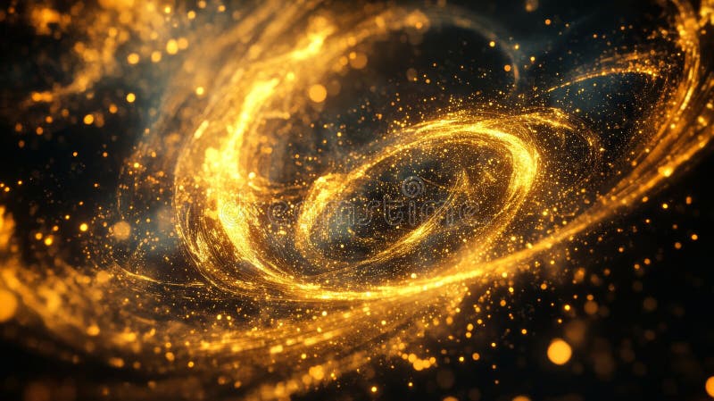 Futuristic Golden Vortex Abstract Space Background of Glowing Particles ...