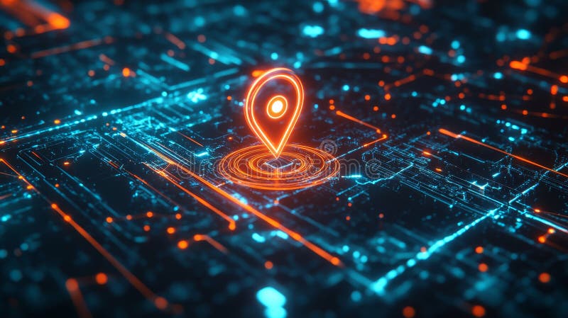 Futuristic Gps Icon Illuminating a Digital Map Showcasing Advanced ...