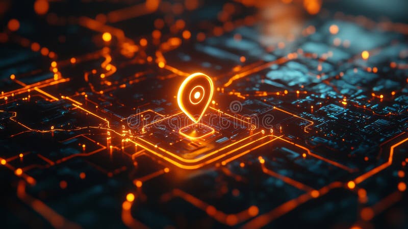 Futuristic Gps Icon Illuminating Digital Map, Symbolizing Advanced ...