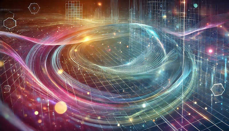 Futuristic Gradient Background Blending Iridescent Colors with Grid ...