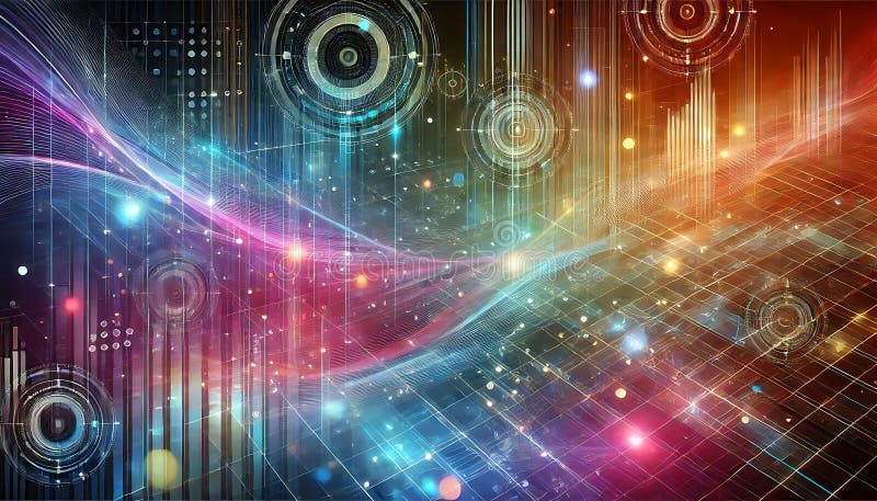 Futuristic Gradient Background Blending Iridescent Colors with Grid ...