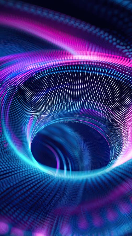 Neon Digital Vortex with Glowing Dots, Abstract Futuristic Technology ...