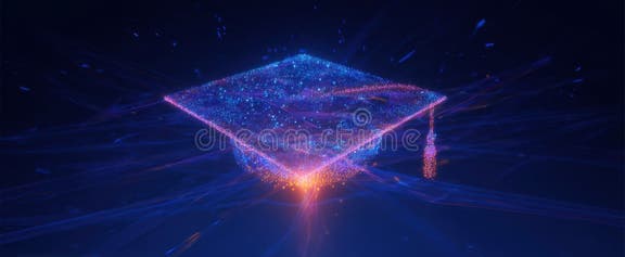 The Futuristic Graduation Cap Glowing with Digital Sparkles and Light ...