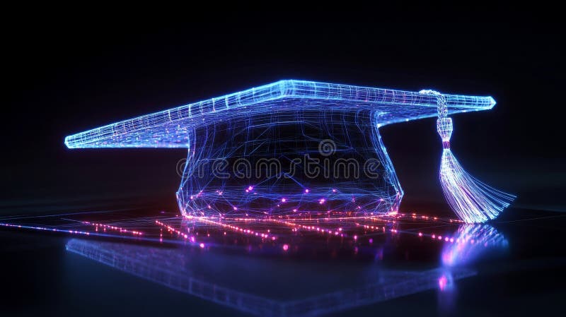 Futuristic Graduation Cap Hologram and Polygonal Diploma a Symbol of ...