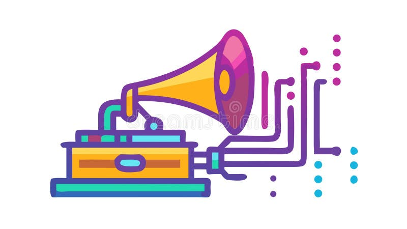 Futuristic Gramophone Digital Soundscape, Vector Design Generative AI ...