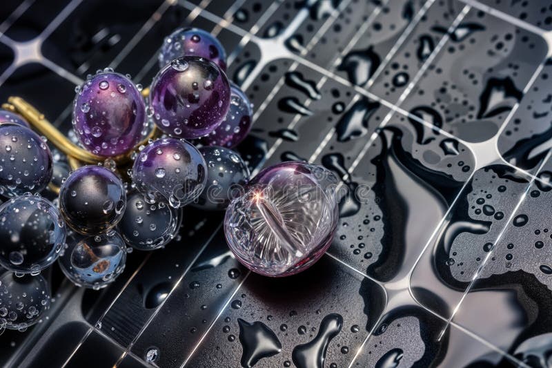 Futuristic Grapes: Advanced Tech Spheres on a Solar Panel Grid ...