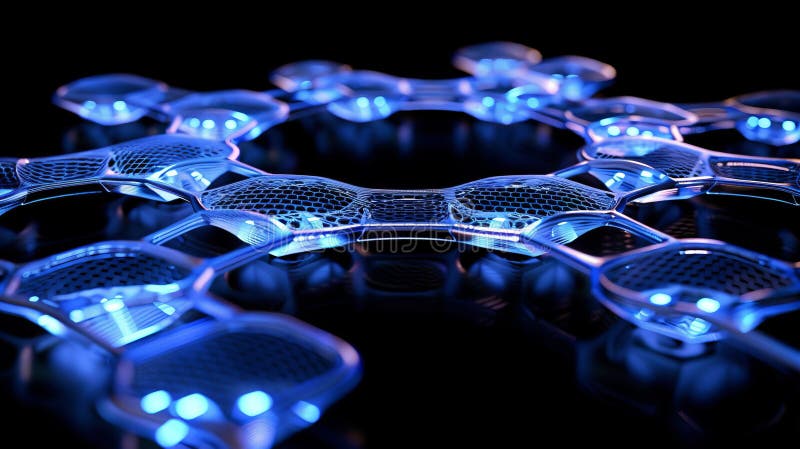 Futuristic Graphene Structure - Blue Nanotechnology Pattern Stock ...
