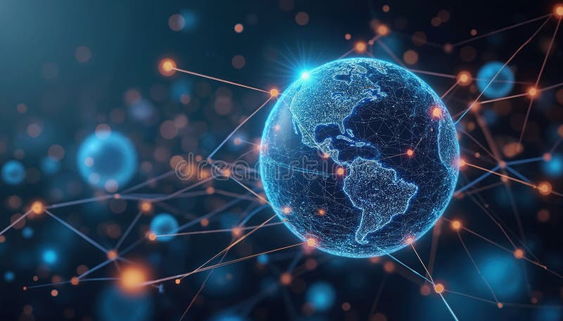 Futuristic Graphic Design Shows Blockchain Networks in Digital ...