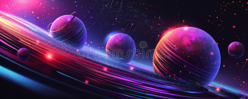 Futuristic Graphic Design with Vibrant Spheres and Wavy Digital ...