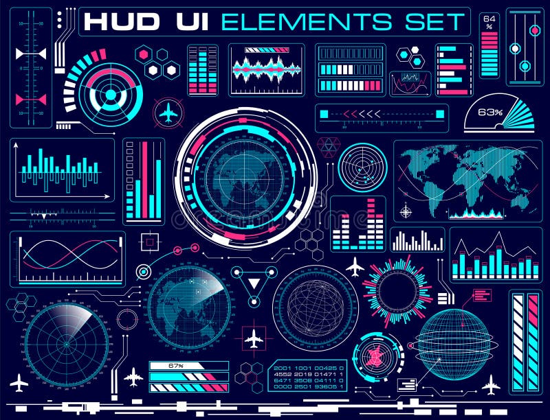 Futuristic Graphic User Interface HUD UI Vector Set Stock Vector ...