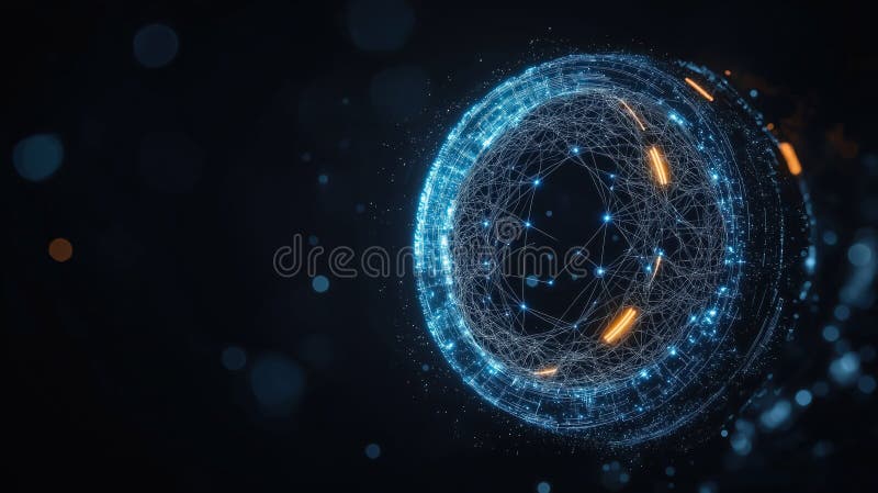 Futuristic Graphic Visualization of Global Blockchain Network. Complex ...