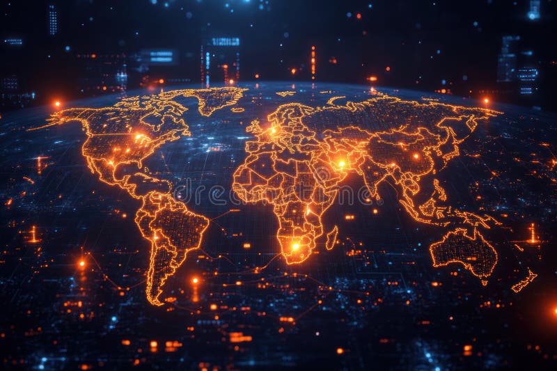 A Futuristic Graphic of World Map Showcasing WAN Connectivity with ...