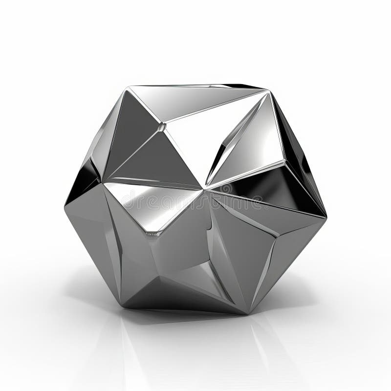 Futuristic Gray Dodecahedron Geometric Shape on White Background Stock ...