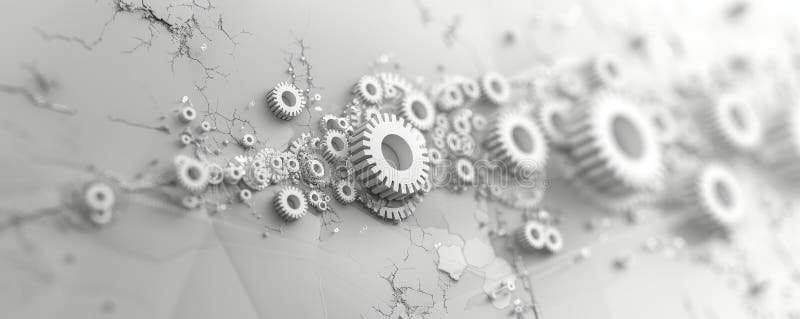Futuristic Gray Tech Gears on Abstract White Background, Concept of ...