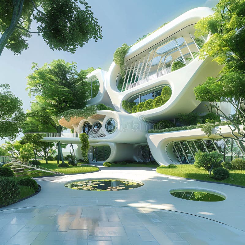 Futuristic Green Building Design Featuring Biophilic Elements Energy ...