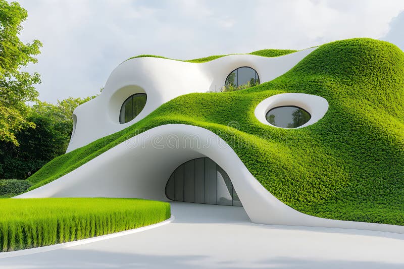 A Futuristic Green Building Designed with Flowing Curves and Natural ...