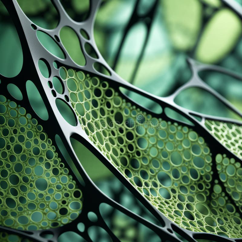 Futuristic Green Cell Structure with Biomimicry-inspired it Background ...