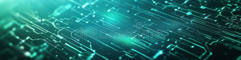 Futuristic Green Circuit Board with Glowing Dots and Complex Patterns ...