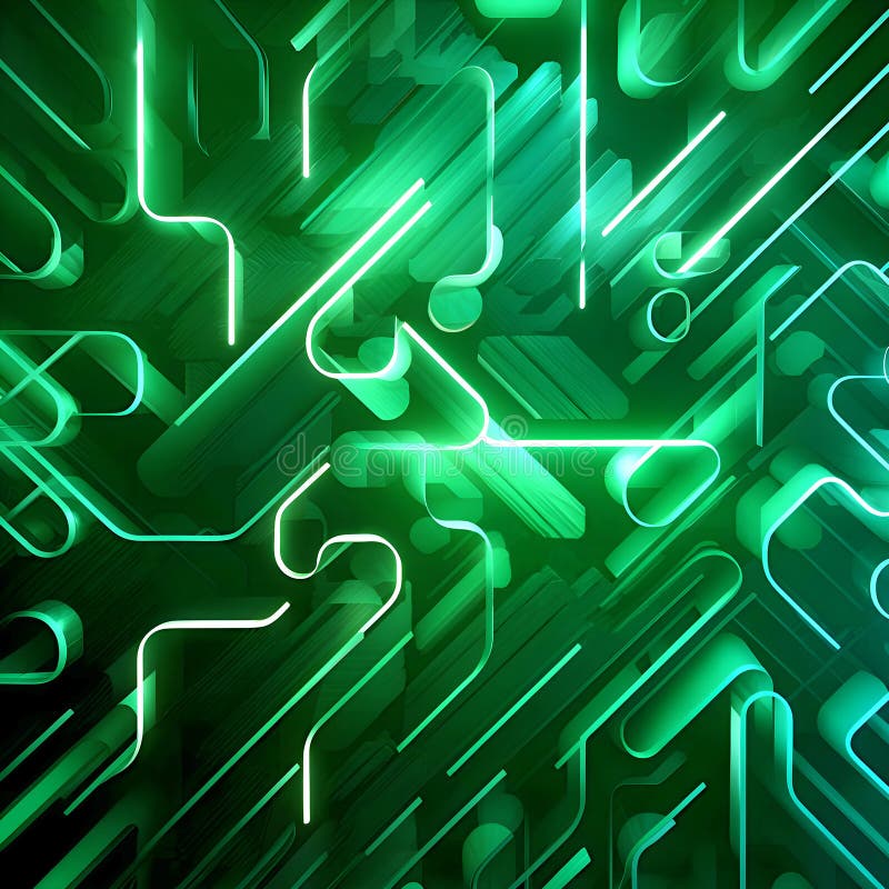 Futuristic Green Circuit Board Pattern Background Stock Illustration ...