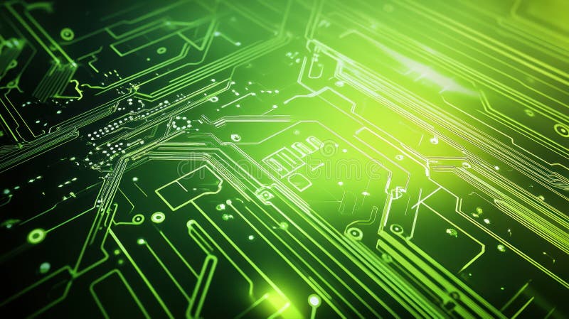 Futuristic Green Circuit Board Technology Background Stock Photo ...