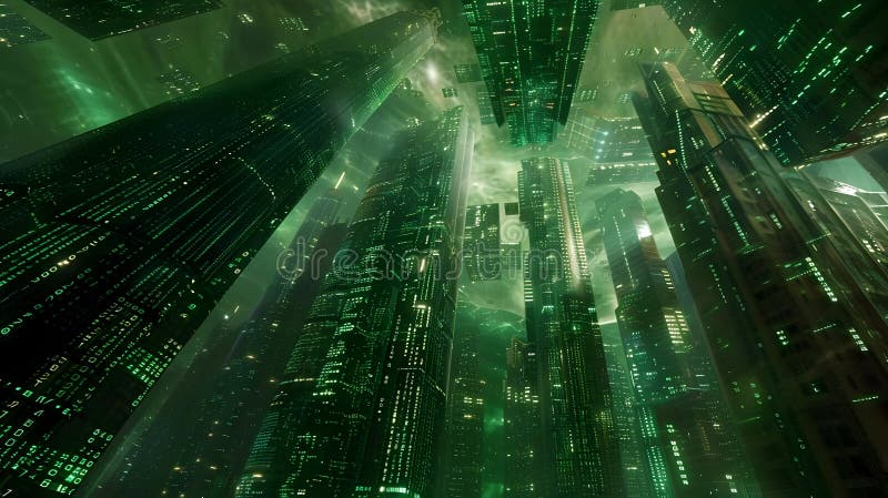 Futuristic Green Cityscape 3D Illustration Stock Illustration ...