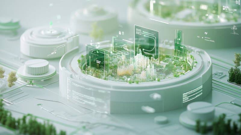 Futuristic Green Cityscape Integrated with Technology Stock ...