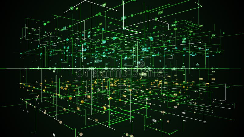 Futuristic Green Digital HUD 3D Geometry Corner Grid with Circles and ...