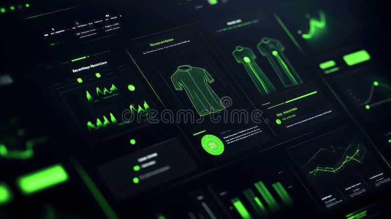 Futuristic Green Digital Interface with Clothing Designs Stock ...