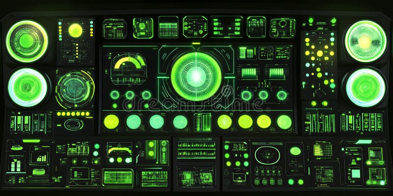 Futuristic Green Digital Interface Control Panel Display Technology ...