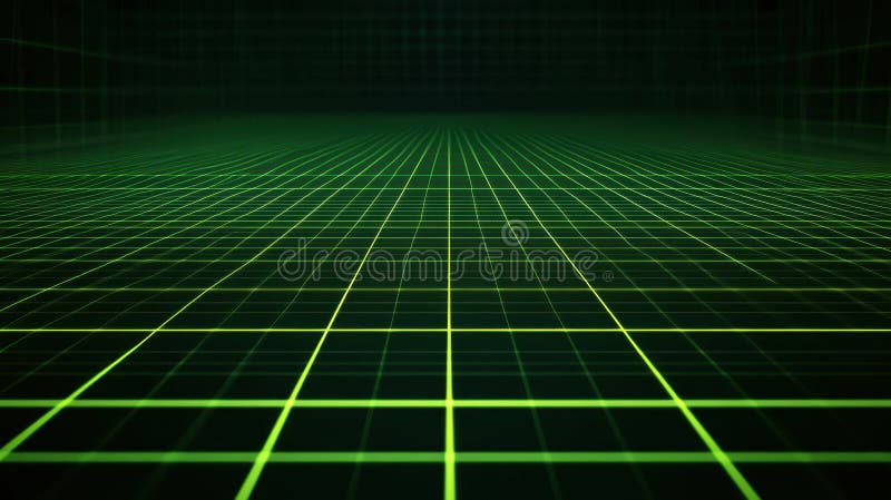 Futuristic Green Grid Lines on Virtual Plane Stock Photo - Image of ...