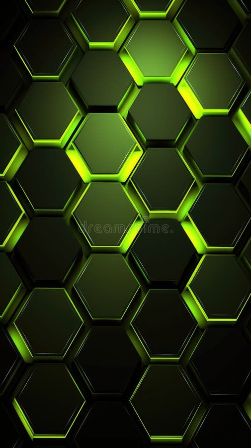 Futuristic Green Hexagonal Neon Lights Background Stock Illustration ...