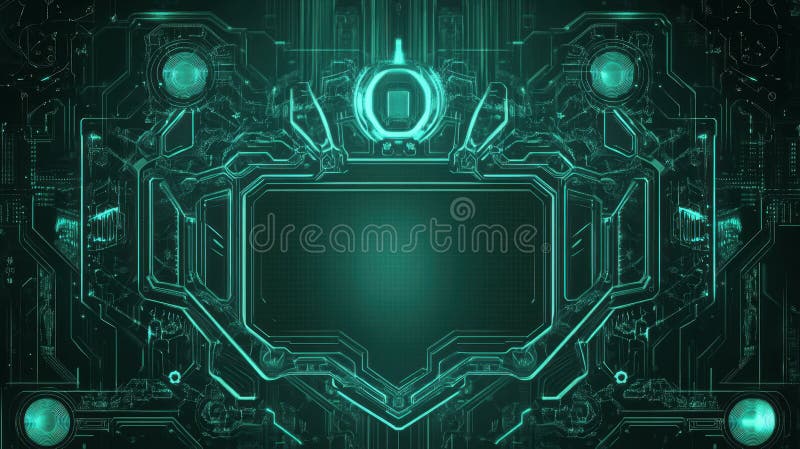 Futuristic Green Holographic Interface Technology Background Stock ...
