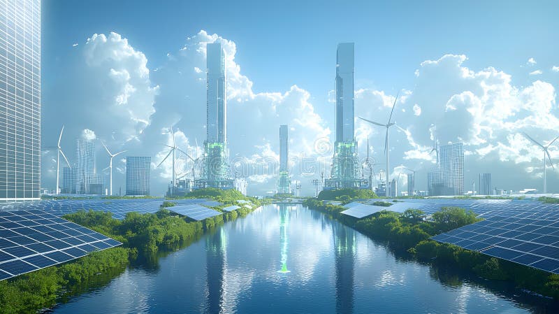 Futuristic Green Hydrogen Production Concept Stock Illustration ...