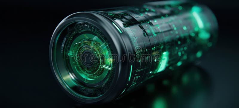 The Futuristic Green Lens Highlighting Advanced Technology and Digital ...