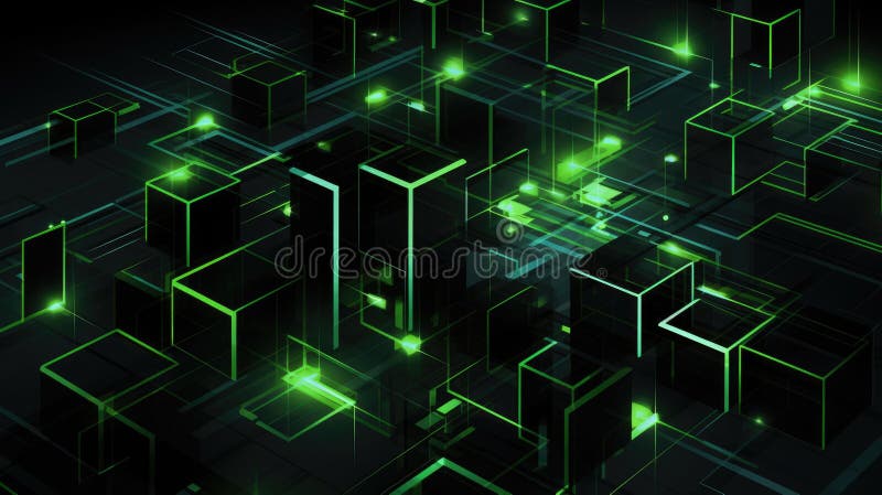 Futuristic Green Neon Lights Abstract Technology Background Stock ...