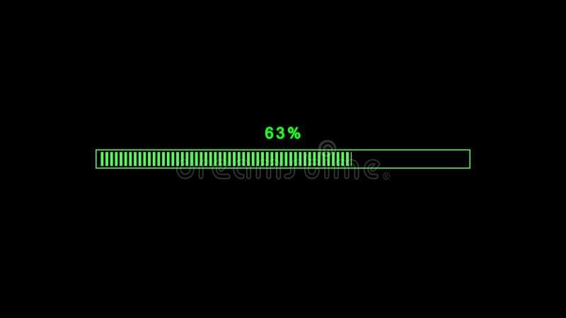 Futuristic Green Progress Loading Bar 0-100 Percent on Black Background ...