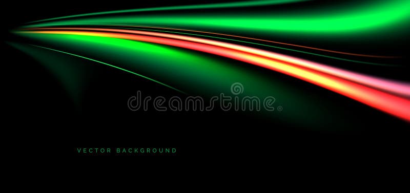 Futuristic Green and Red Rays Curved Sparkle. Hi-speed Motion Moving ...