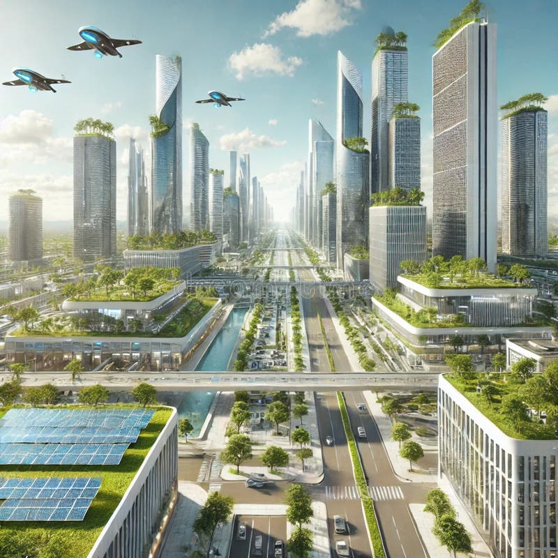 Futuristic Green Smart City with Sustainable Architecture - AI ...