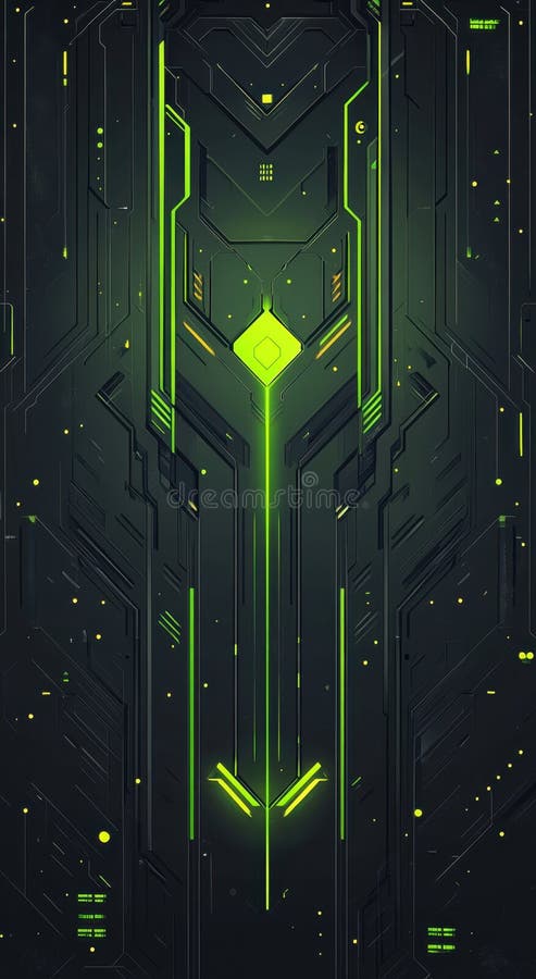 Futuristic Green Tech Pattern Background Design Stock Illustration ...