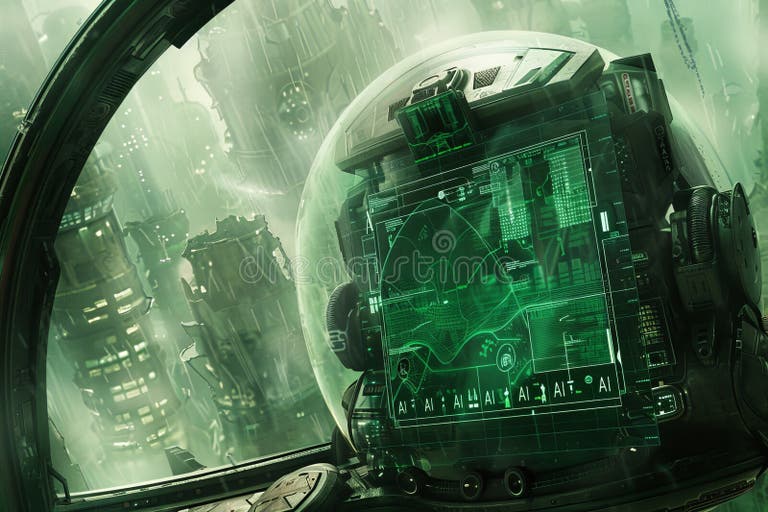 Futuristic Green Technology Interface in a Sci Fi Setting, Showcasing ...